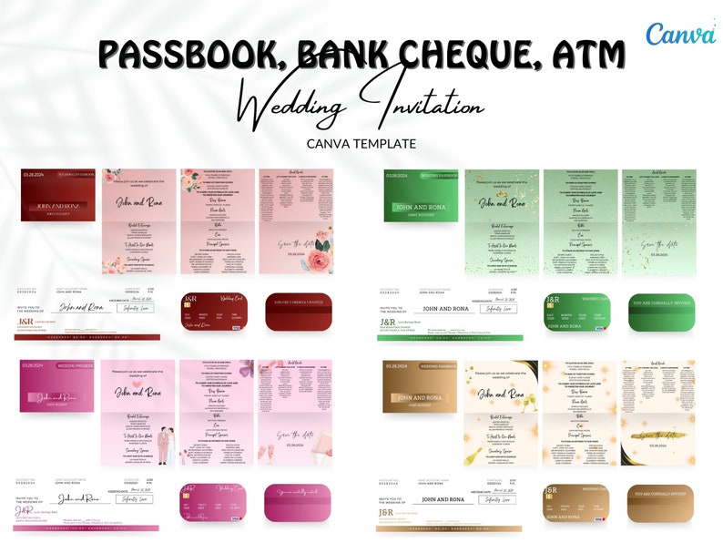 Passbook | Bank Cheque | ATM Wedding Invitation Template | Unique ...
