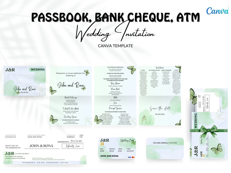 Passbook | Bank Cheque | ATM Wedding Invitation Template | Unique ...