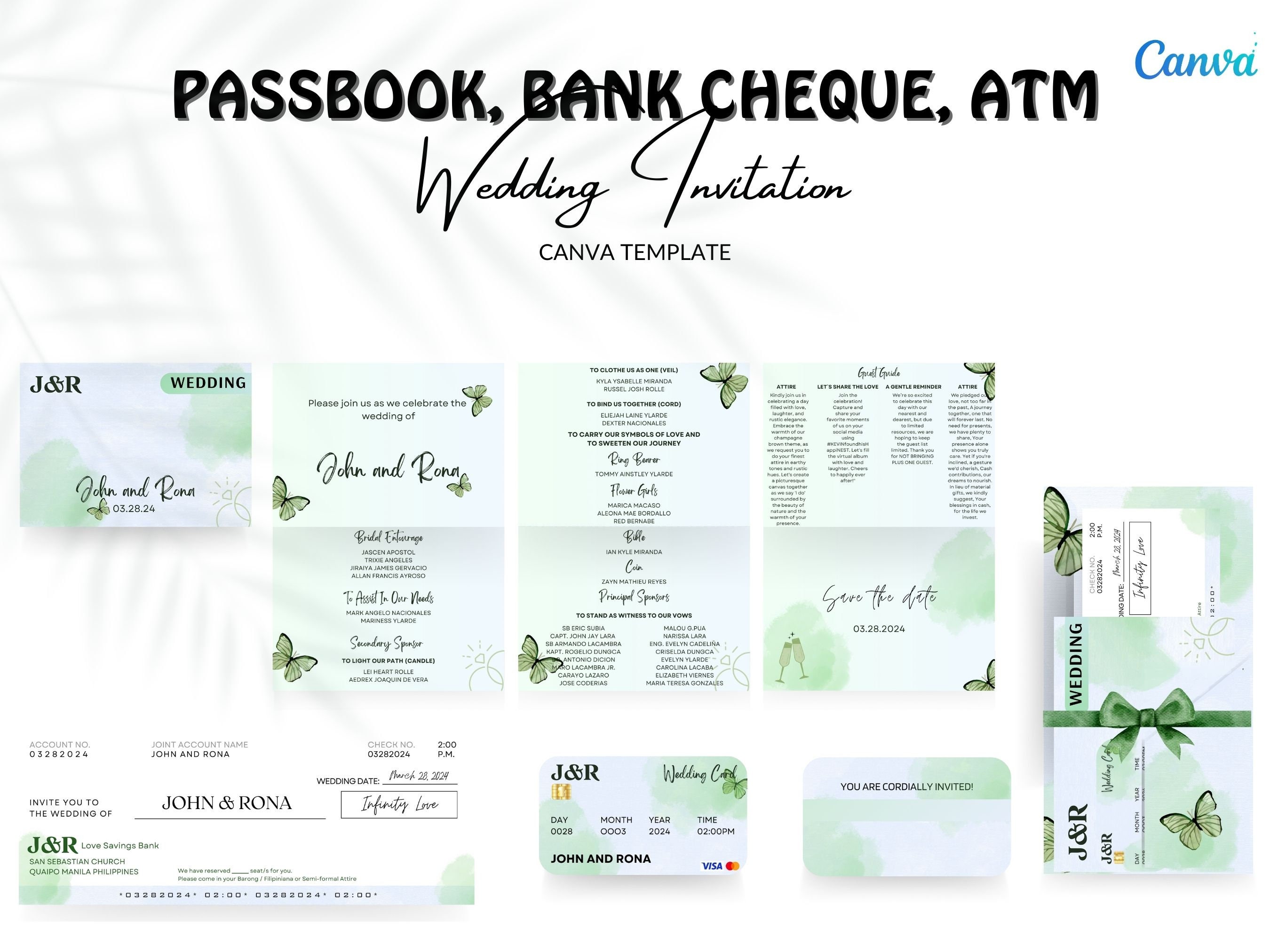 Passbook | Bank Cheque | ATM Wedding Invitation Template | Unique ...