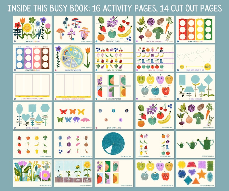 Garden Busy Book: Montessori Toddler Activities (digital Download) - Etsy