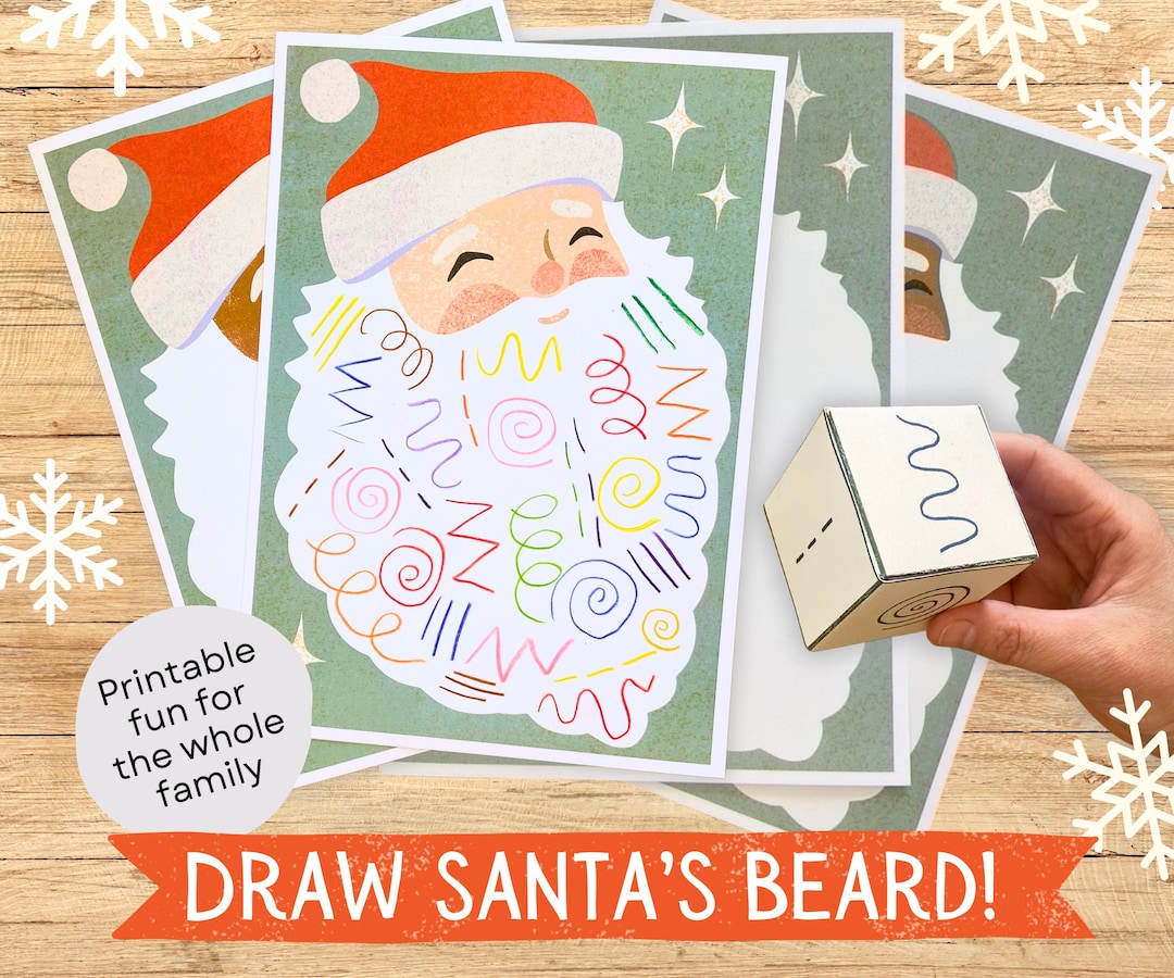 Christmas Activity Draw Santas Beard Printable PDF Fun Learning Game to ...