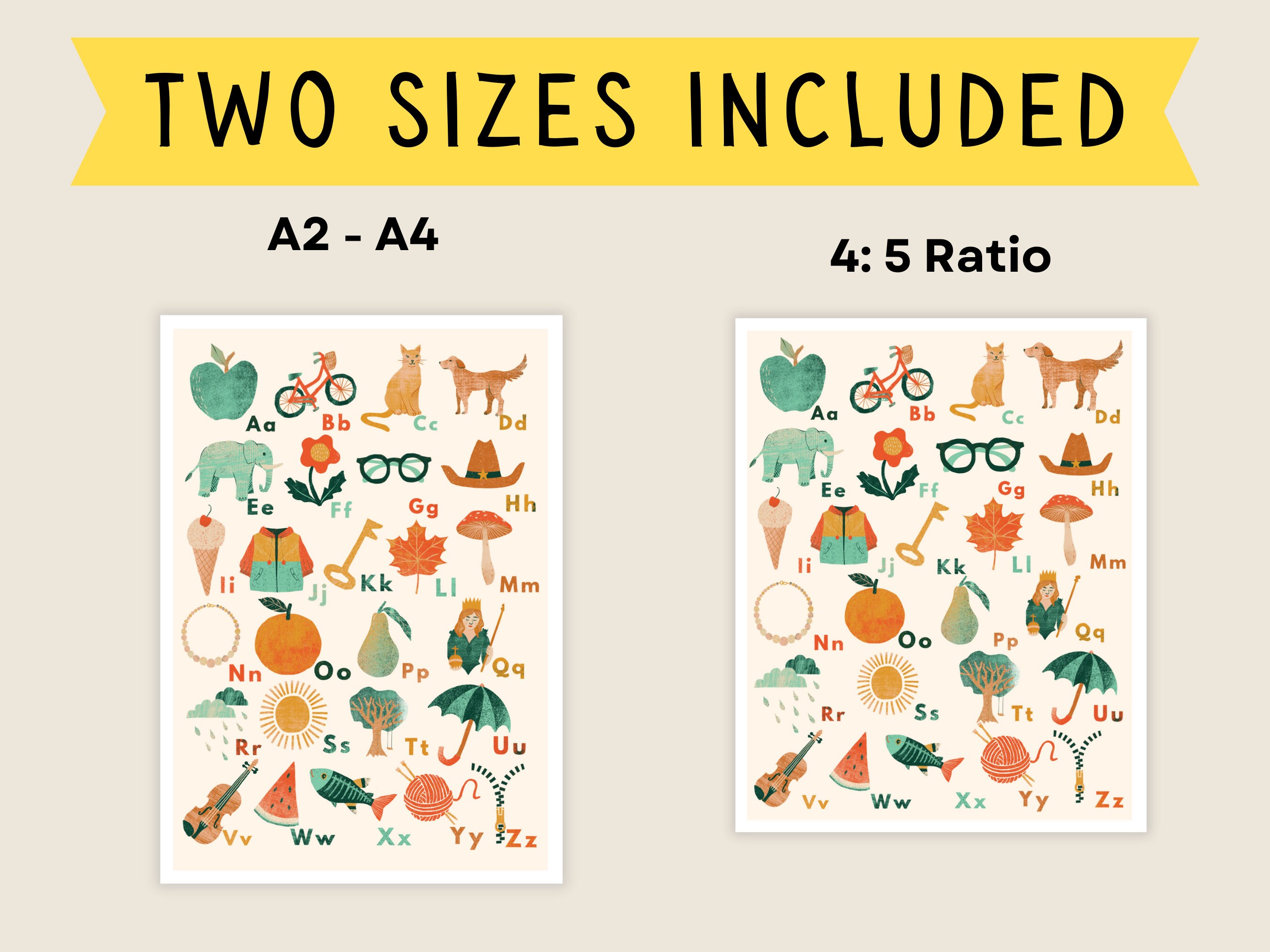 Printable Alphabet Poster Playroom Colorful Nursery Wall Art Playroom ...