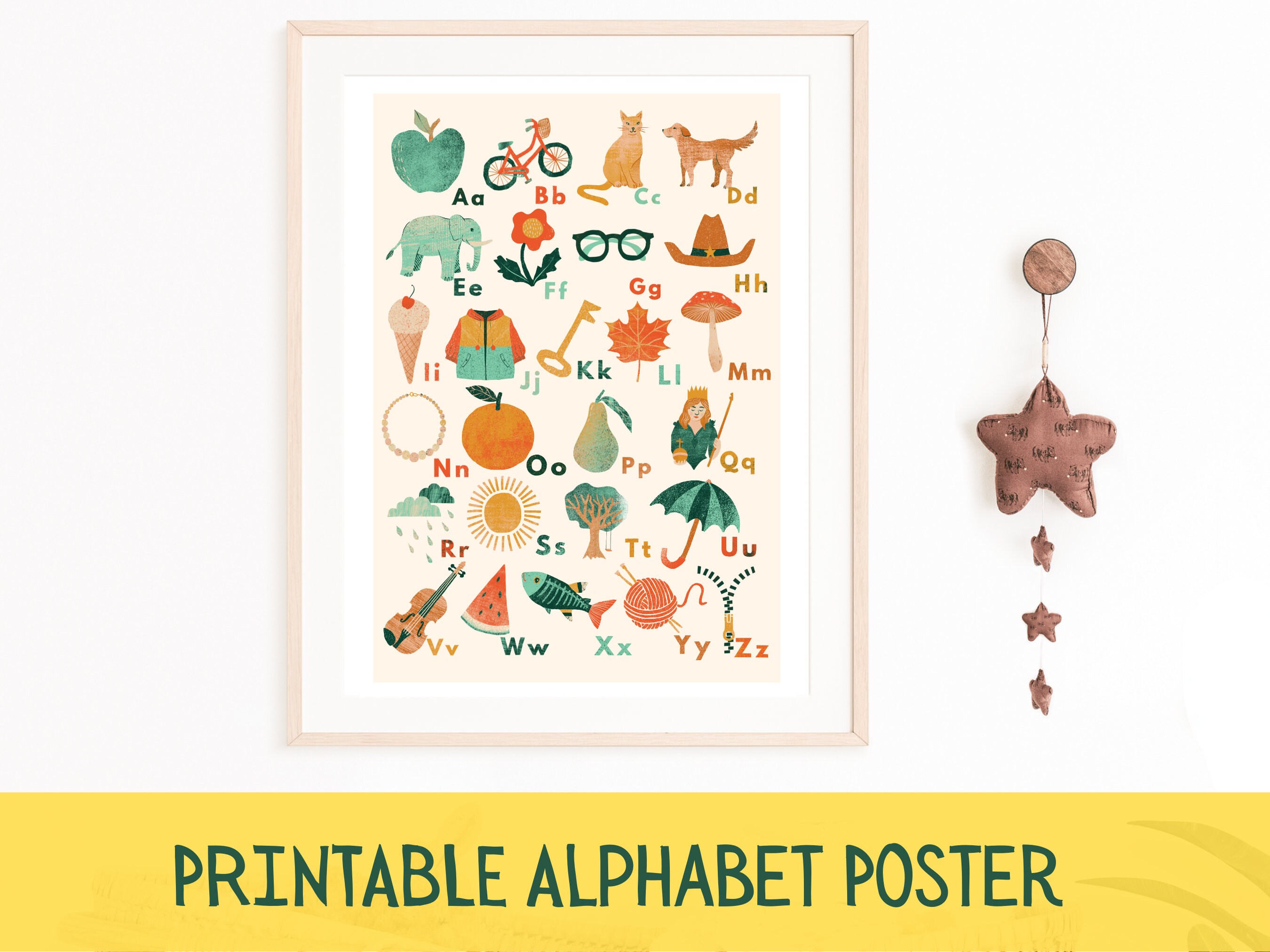 Printable Alphabet Poster Playroom Colorful Nursery Wall Art Playroom ...