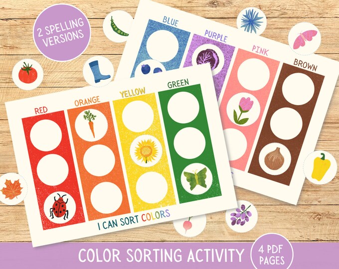 Printable Toddler Color Sorting Activity, Fine Motor Skills, Toddler ...