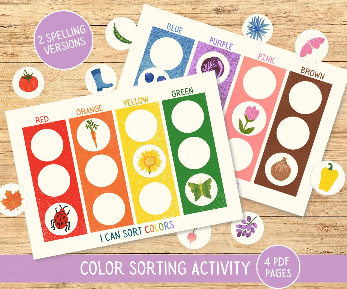 Printable Toddler Color Sorting Activity, Fine Motor Skills, Toddler ...