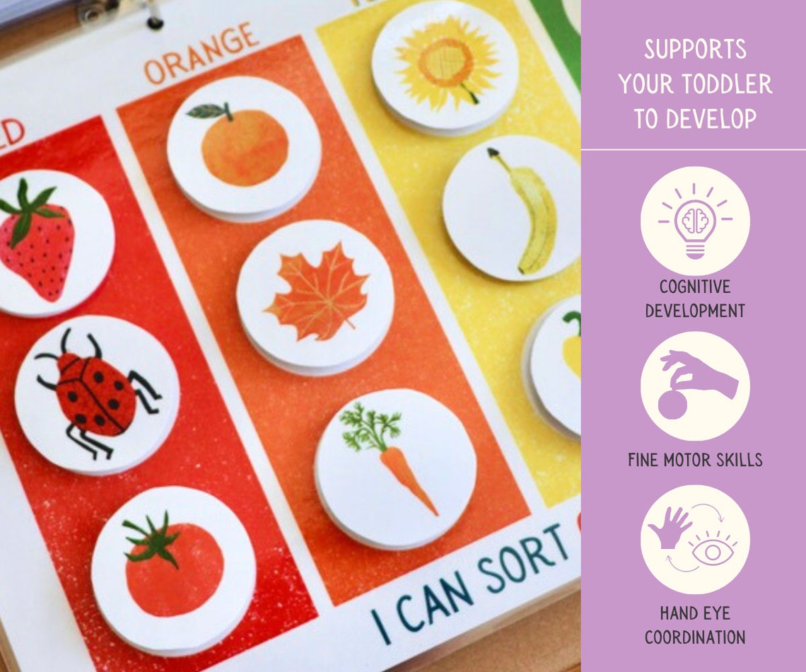 Printable Toddler Color Sorting Activity, Fine Motor Skills, Toddler ...