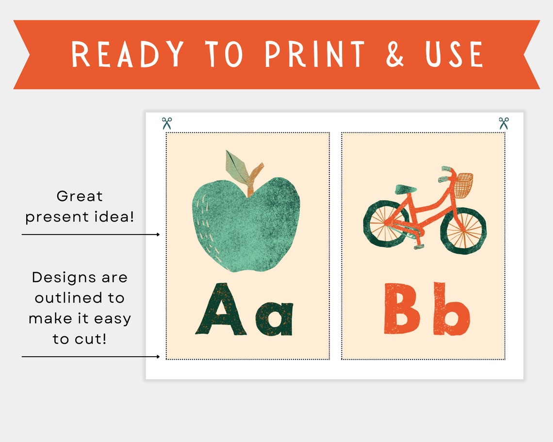 ABC Bildkarten, Lernkarten, A-Z Karten, ABC Lerne, Alphabet ...