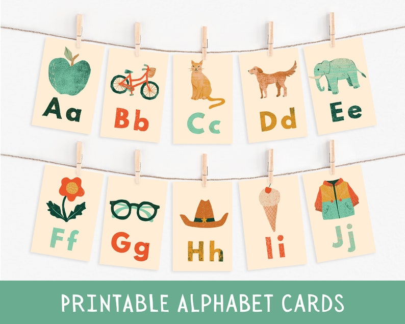 ABC Bildkarten, Lernkarten, A-Z Karten, ABC Lerne, Alphabet ...