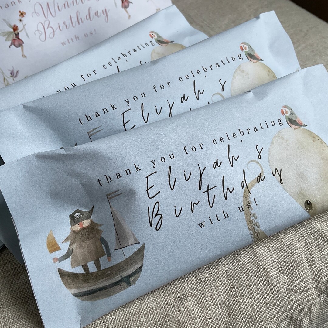 Pirate Personalised Chocolate Bar Sweet Wrappers Labels Pirate Theme ...