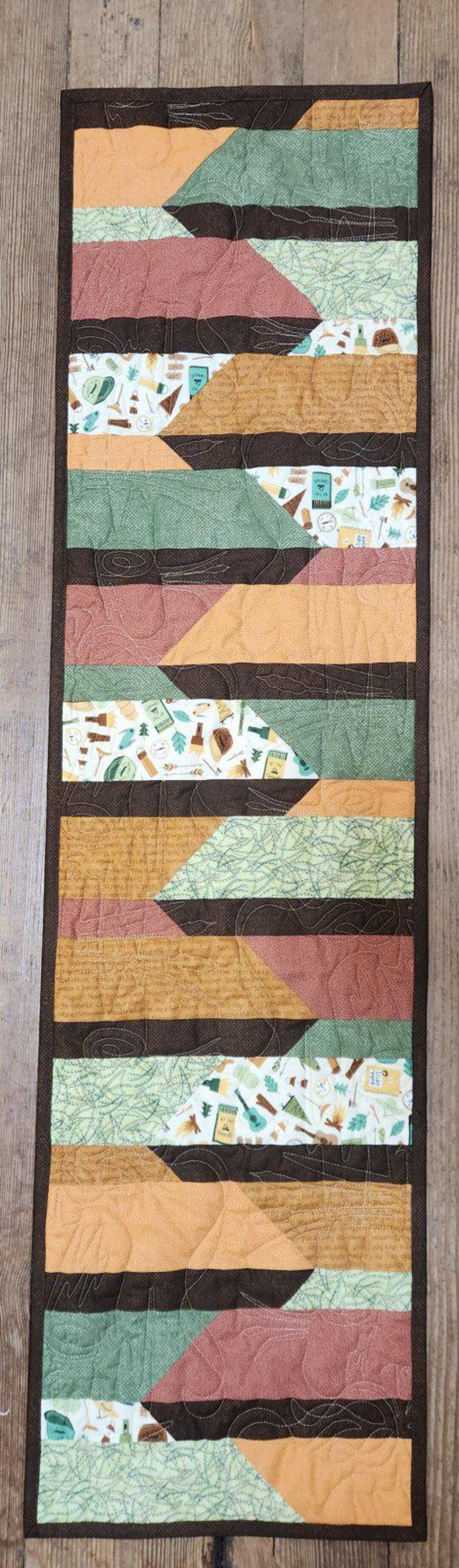 Camping Table Runner Quilt Kit | Rustic Cabin Fabric + Monorail Pattern ...