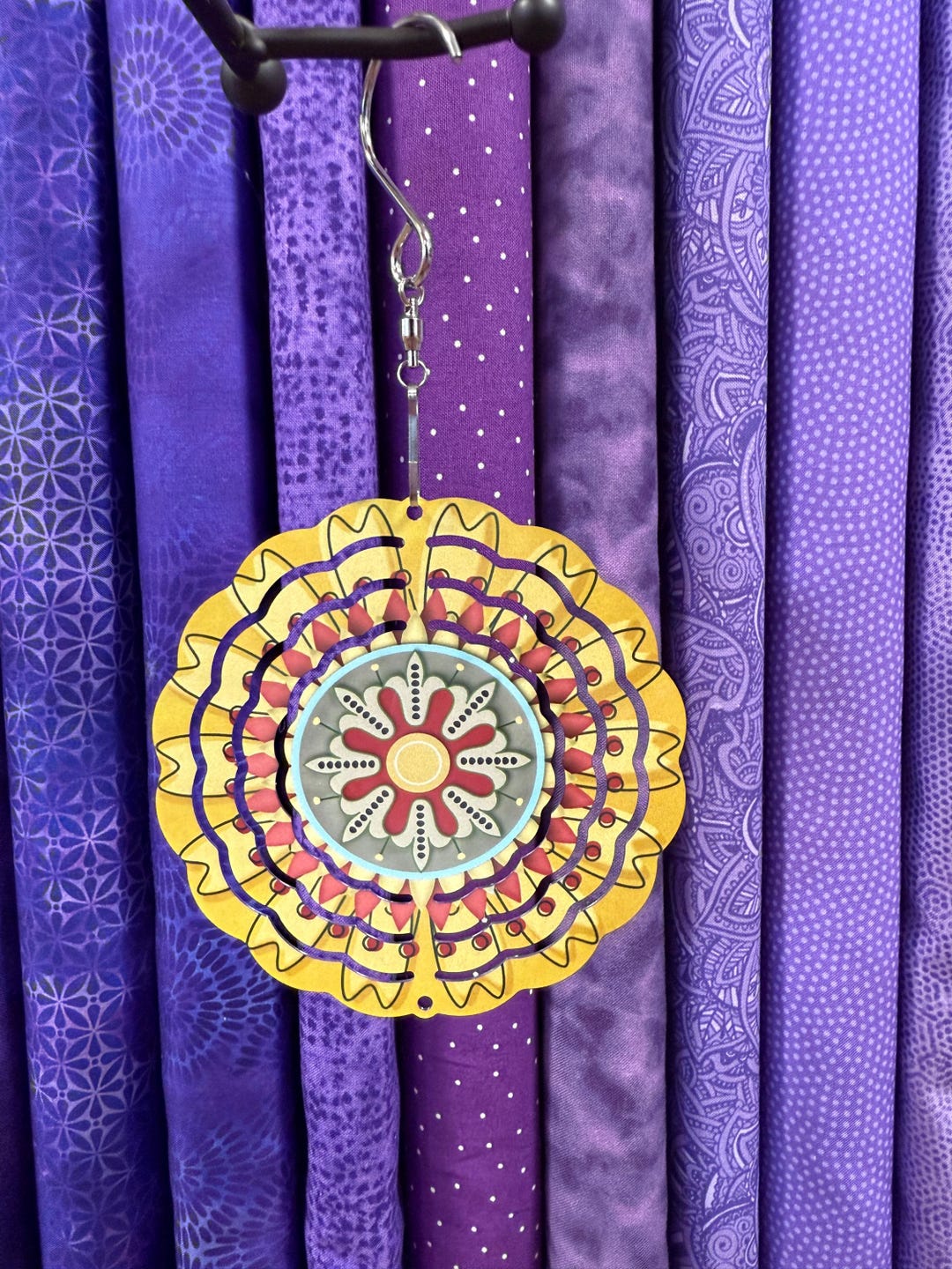 Handmade Wind Spinner: Yellow Flower | Outdoor Garden Decor | Made in ...