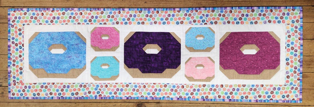 Donut Dash Table Runner Quilt Kit Decoration Table Runner Donut Fabric ...