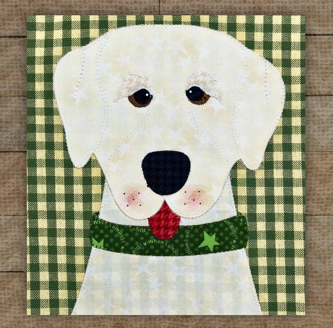 Labrador Retriever Applique Kit: Yellow Dog Pre-fused Fabric (9x9 Inch ...
