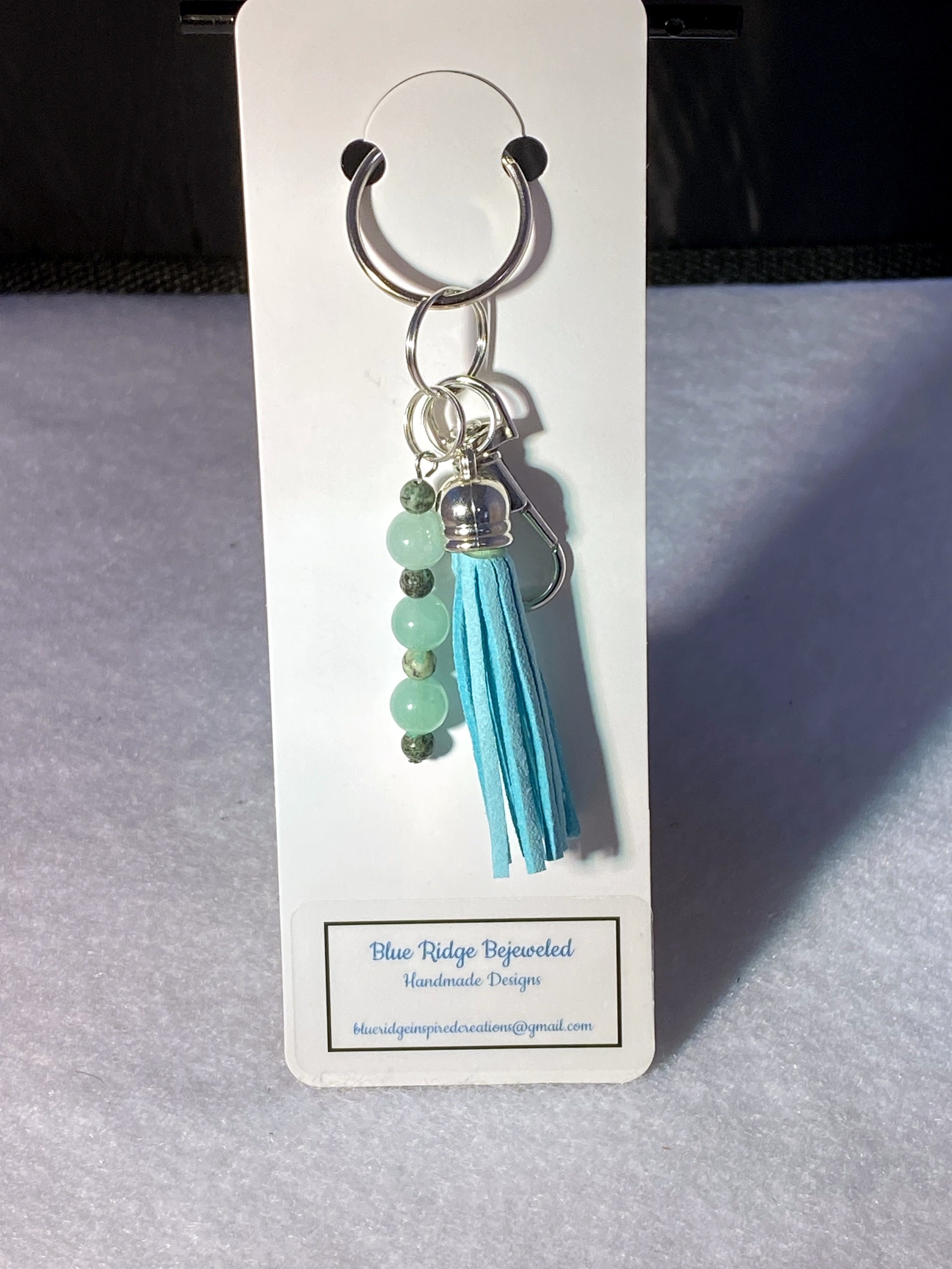 Turquoise and Leather Key Ring, Key Ring With Leather Tassel and ...