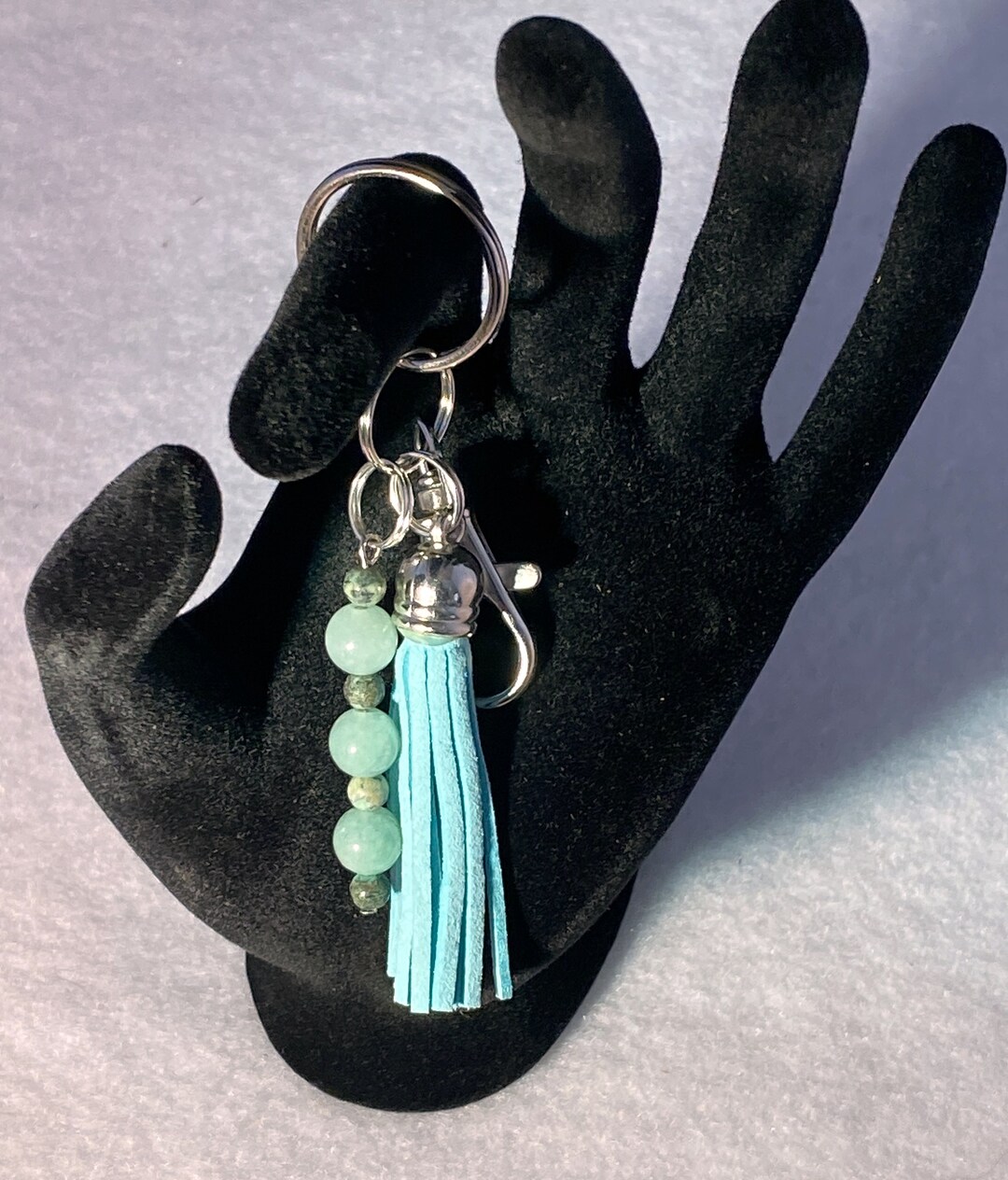 Turquoise and Leather Key Ring, Key Ring With Leather Tassel and ...