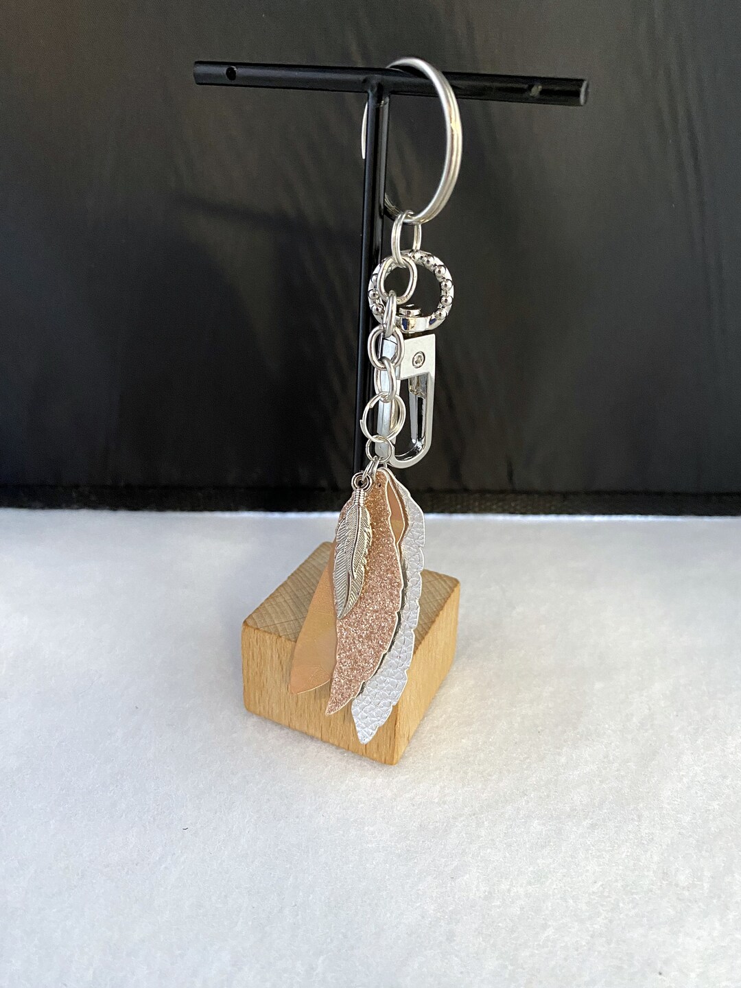 Leather Key Ring, Feather Key Ring, Key Ring, Purse Charm, Custom Key ...