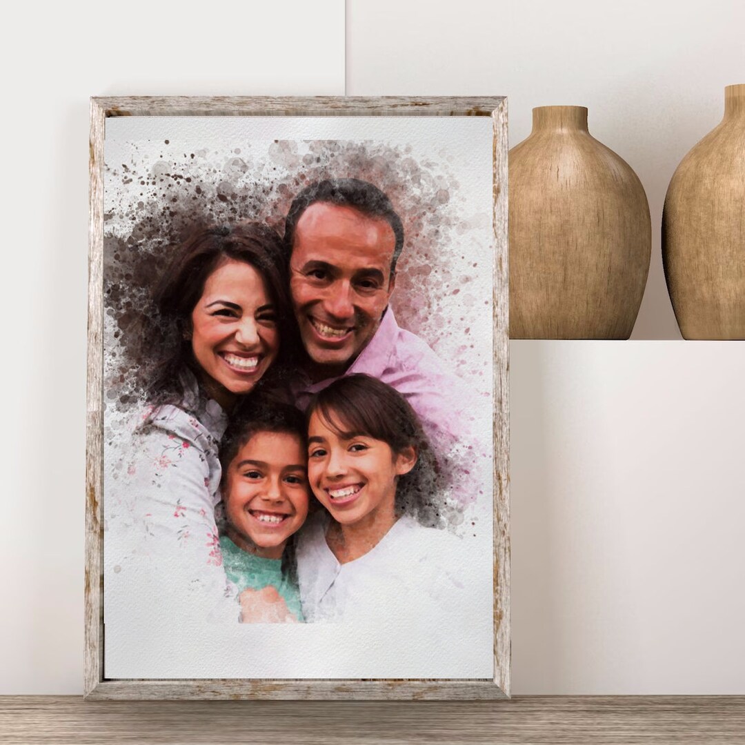 Personalized Family Portrait Illustration, Watercolor Family Portrait ...
