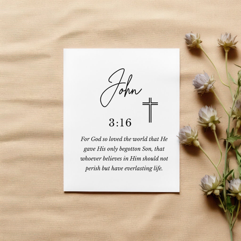 John 3:16 Printable Bible Verse Download Digital Wall Art Bible Verse ...