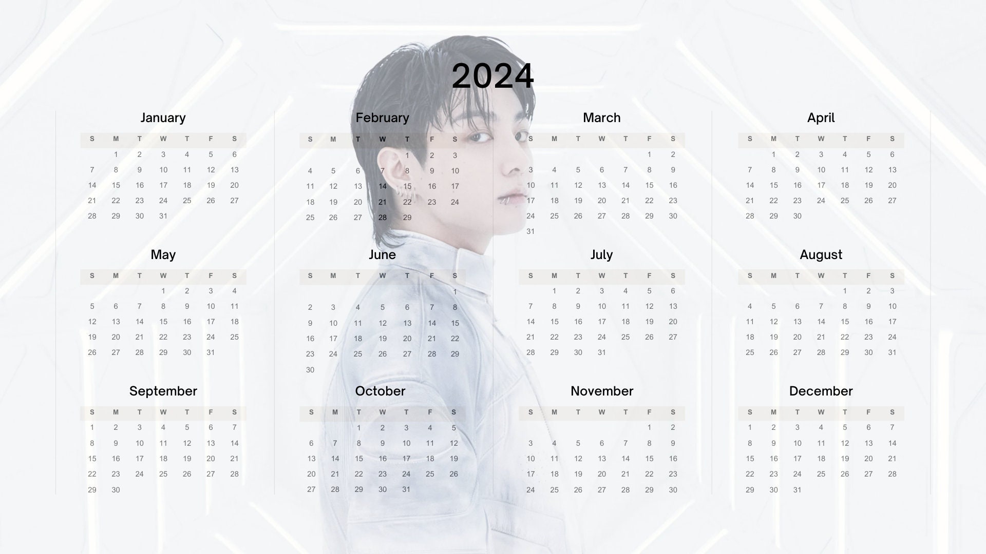Digital JUNGKOOK 2024 Year Calendar - Etsy