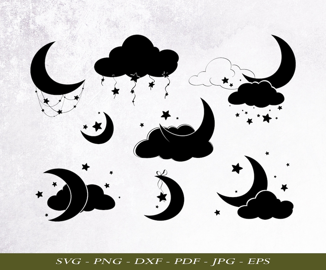 Clouds Svg Bundle, Moon Cloud Pattern Laser Cut Cricut Silhouette ...