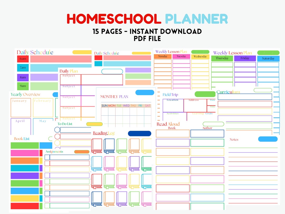 Homeschool Planner- Printable- Lesson Planner-weekly Planner- Monthly ...