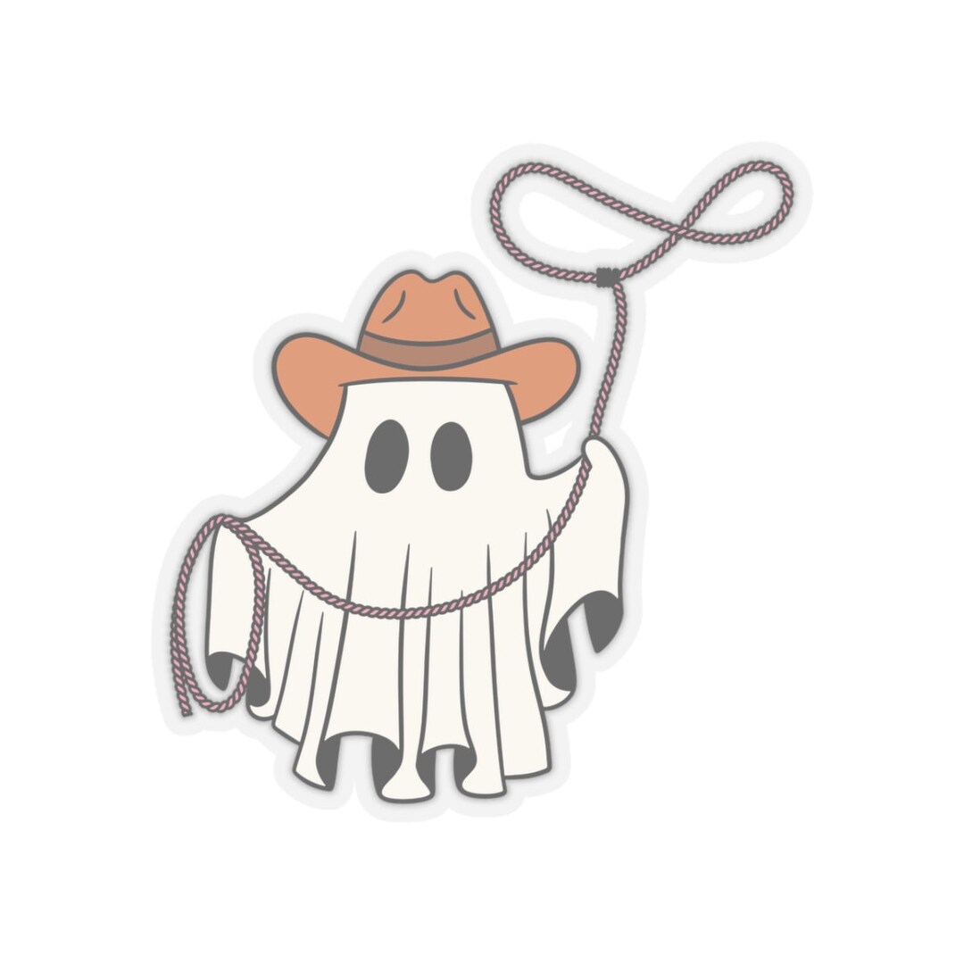 Cowboy Ghost Lasso Sticker, Cowboy Sticker, Ghost With Cowboy Hat ...
