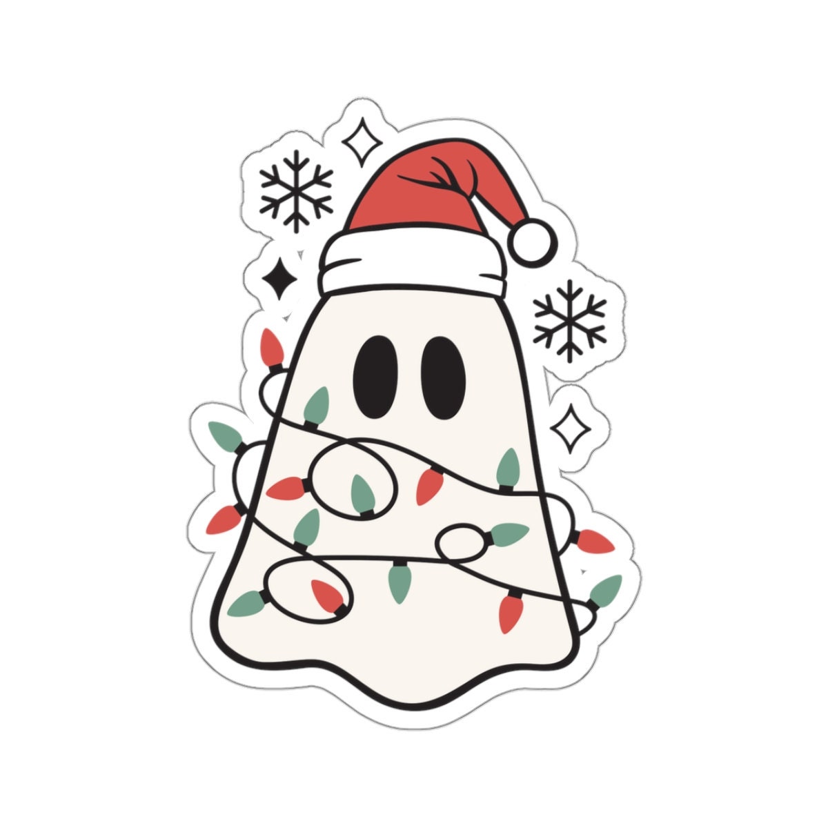 Christmas Ghost With Lights Sticker, Christmas Sticker, Christmas Ghost ...