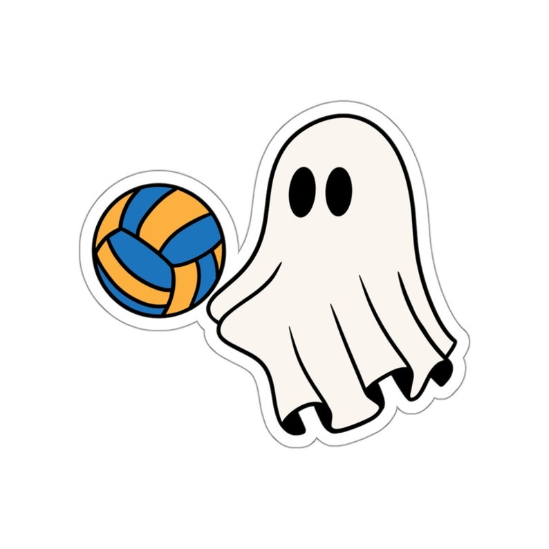 Volleyball Ghost Sticker, Ghost Playing Volleyball Sticker, Volleyball ...