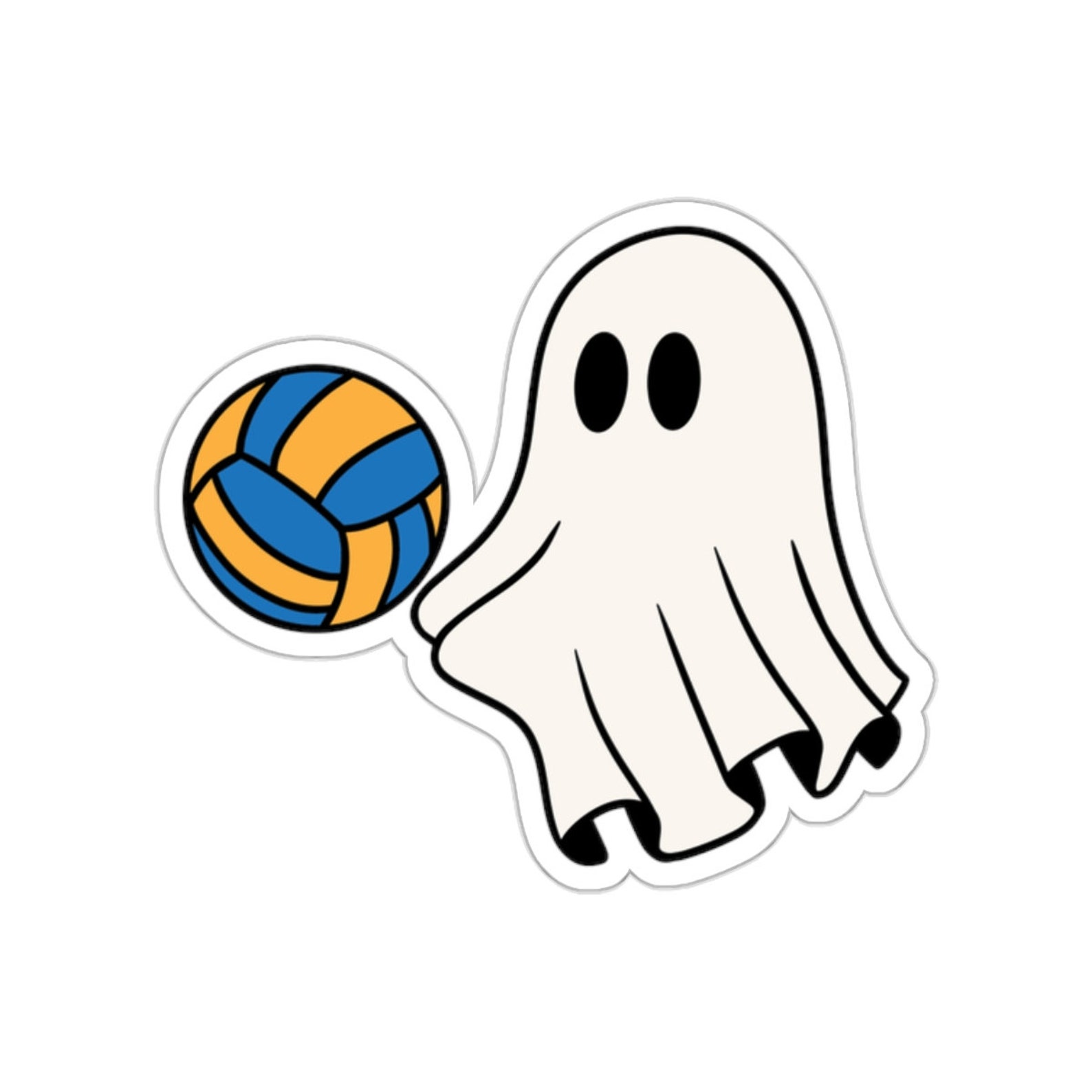 Volleyball Ghost Sticker, Ghost Playing Volleyball Sticker, Volleyball ...