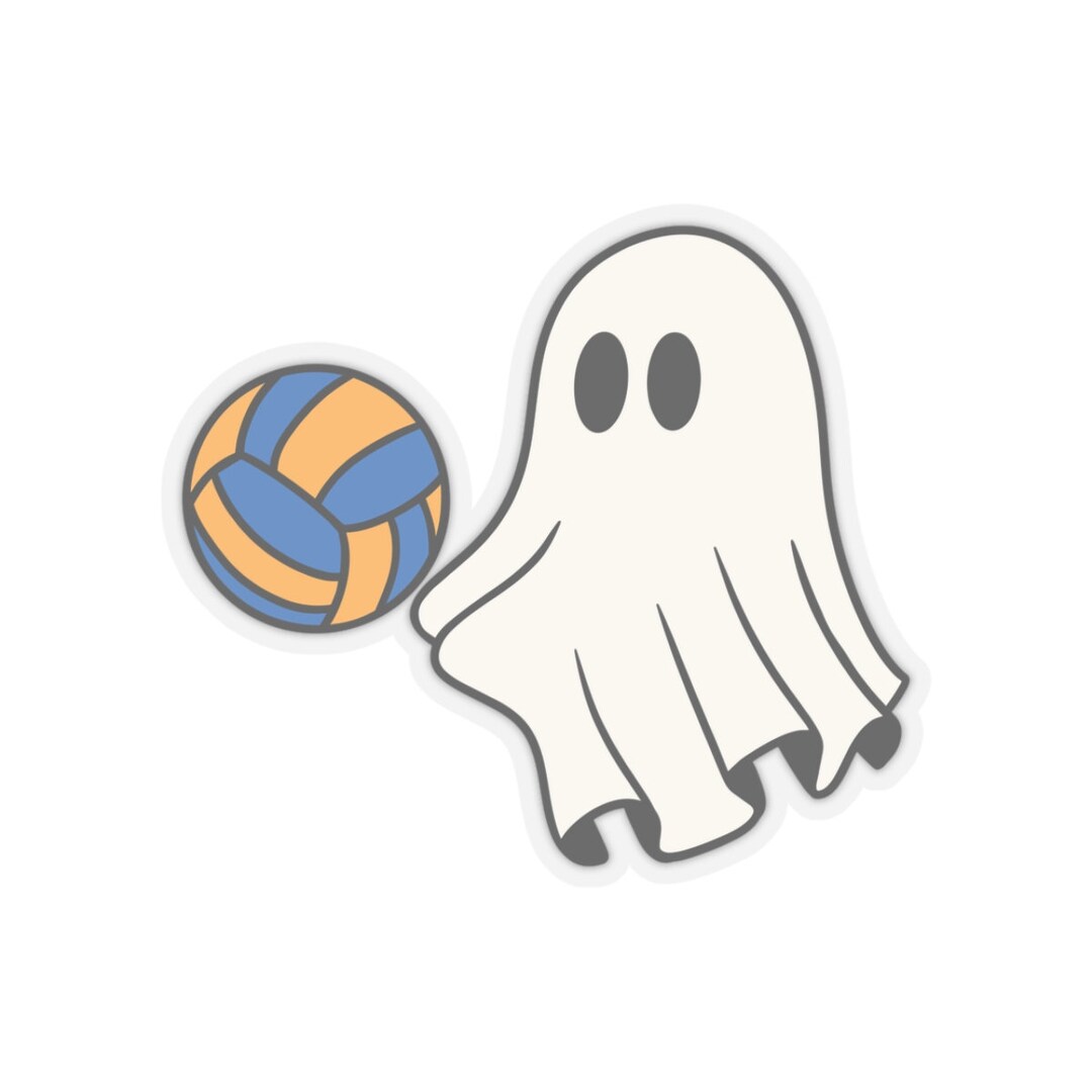Volleyball Ghost Sticker, Ghost Playing Volleyball Sticker, Volleyball ...