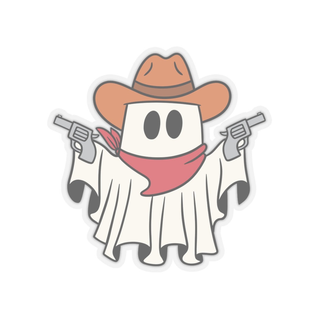 Cowboy Ghost Gunslinger Sticker, Cowboy Sticker, Ghost With Cowboy Hat ...