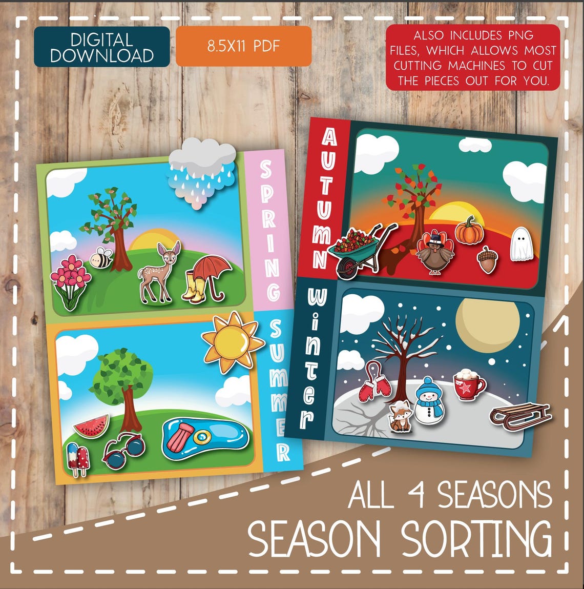 Seasons Sorting Game for Preschool – Weather & Clothing Match Activity ...