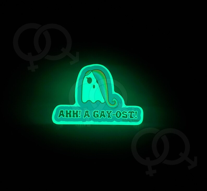 Ahh! A Gay-ost! Sticker - Glow in the Dark - Rainbow Ghost - Cute - Fun ...