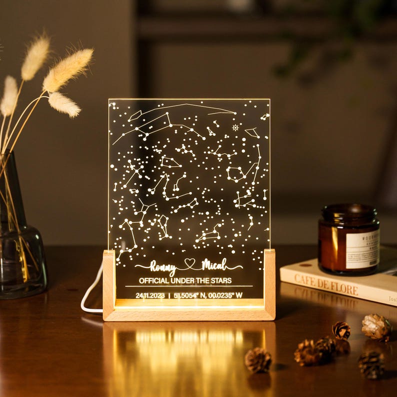 Custom Star Map by Date, Star Map Night Light, Personalized ...