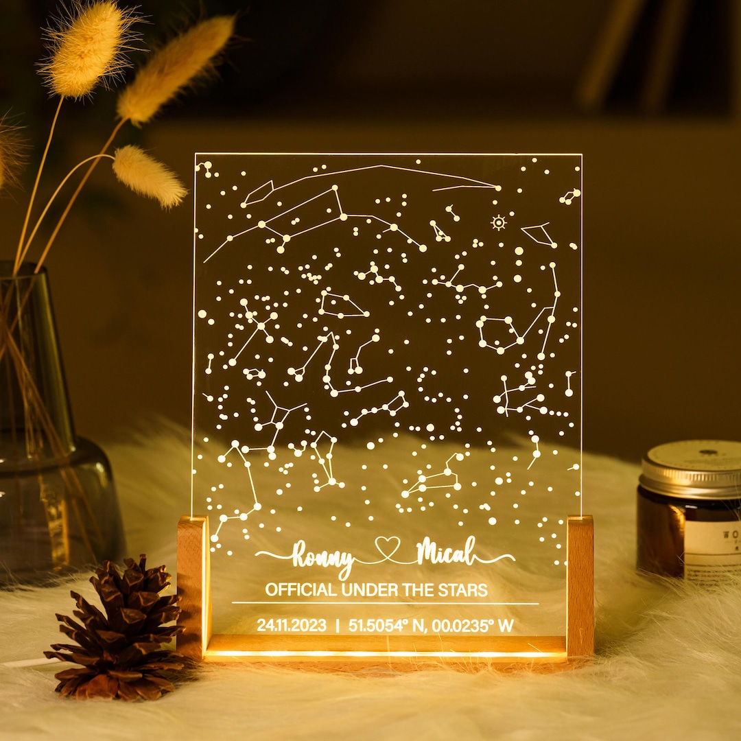 Custom Star Map by Date, Star Map Night Light, Personalized ...