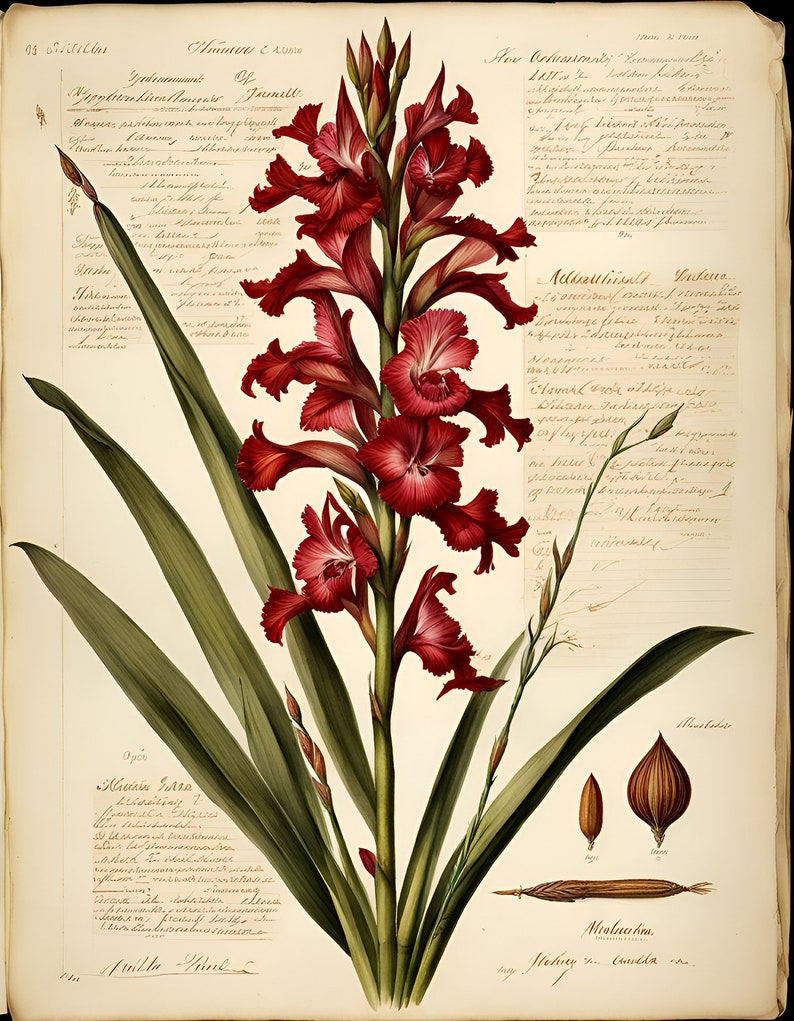 Botanicals: Gladiolus. Digital Downloads for Cards, Puzzles, Wrapping ...