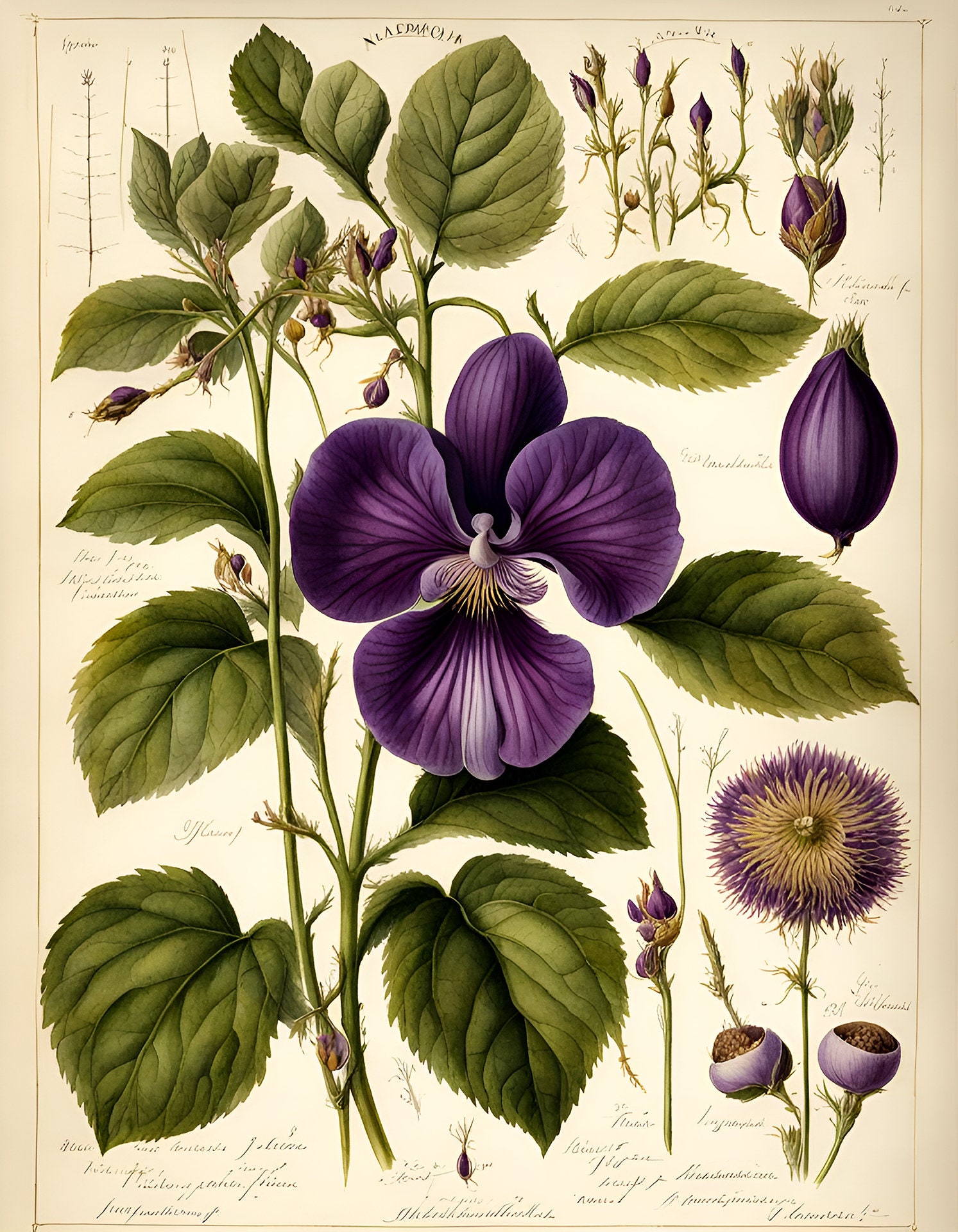 Botanicals: Violet. Digital Downloads for Cards, Puzzles, Wrapping ...