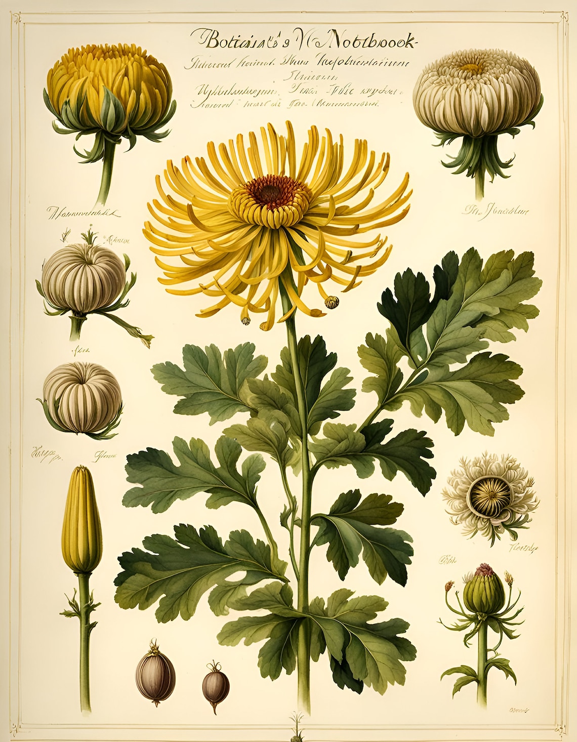 Botanicals: Chrysanthemum. Digital Downloads for Cards, Puzzles ...