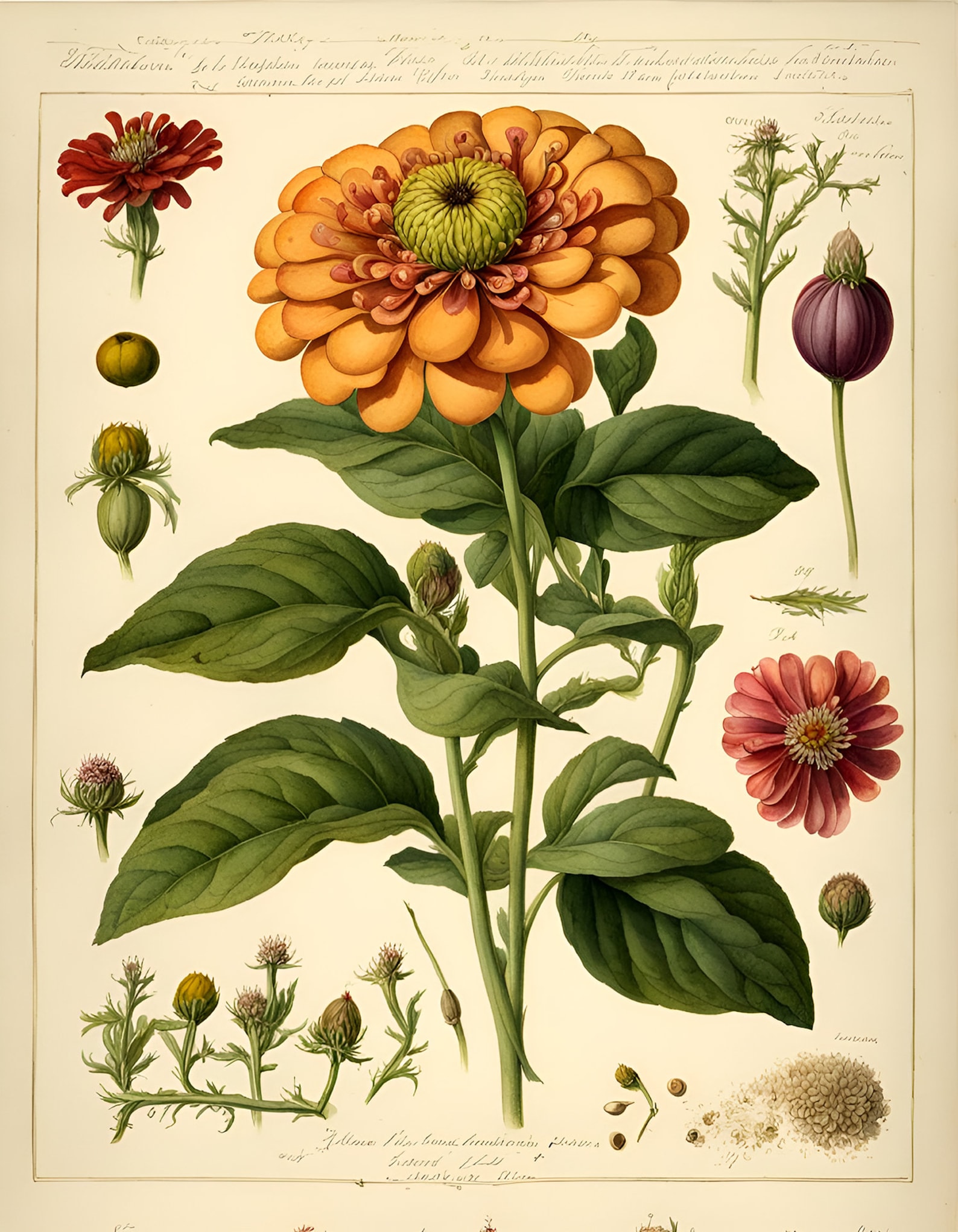 Botanicals: Zinnia. Digital Downloads for Cards, Puzzles, Wrapping ...