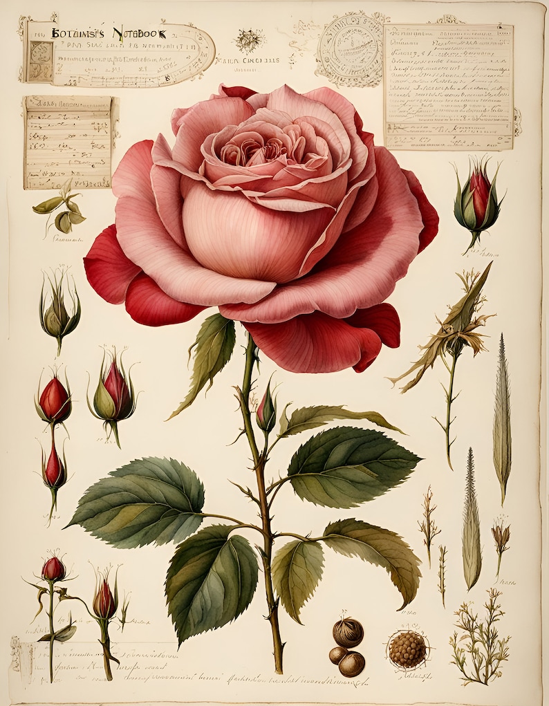 Botanicals: Roses. Digital Downloads for Cards, Puzzles, Wrapping Paper ...