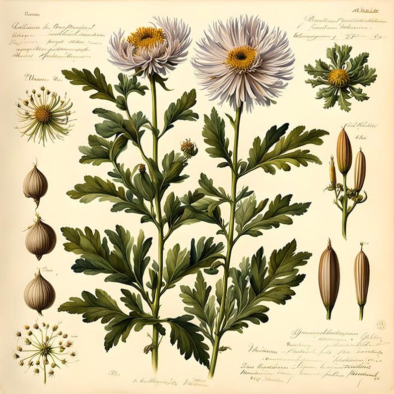 Botanicals: Aster. 10 Digital Downloads for Cards, Puzzles, Wrapping ...