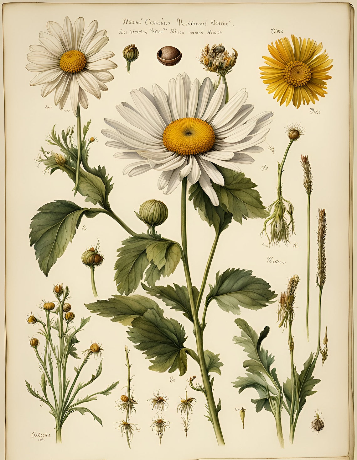 Botanicals: Daisy. Digital Downloads for Cards, Puzzles, Wrapping Paper ...
