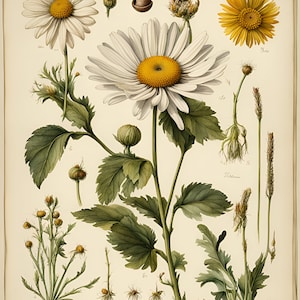 Botanicals: Daisy. Digital Downloads for Cards, Puzzles, Wrapping Paper ...