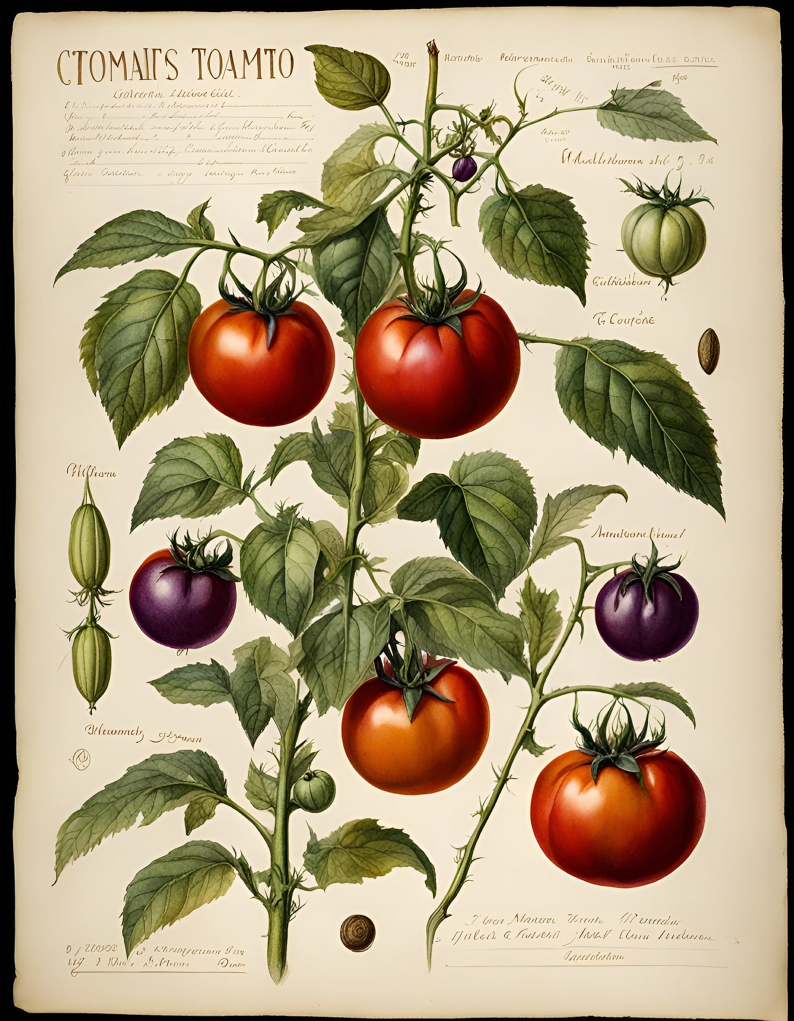 Botanicals: Cherokee Purple Tomato. Digital Downloads for Cards ...