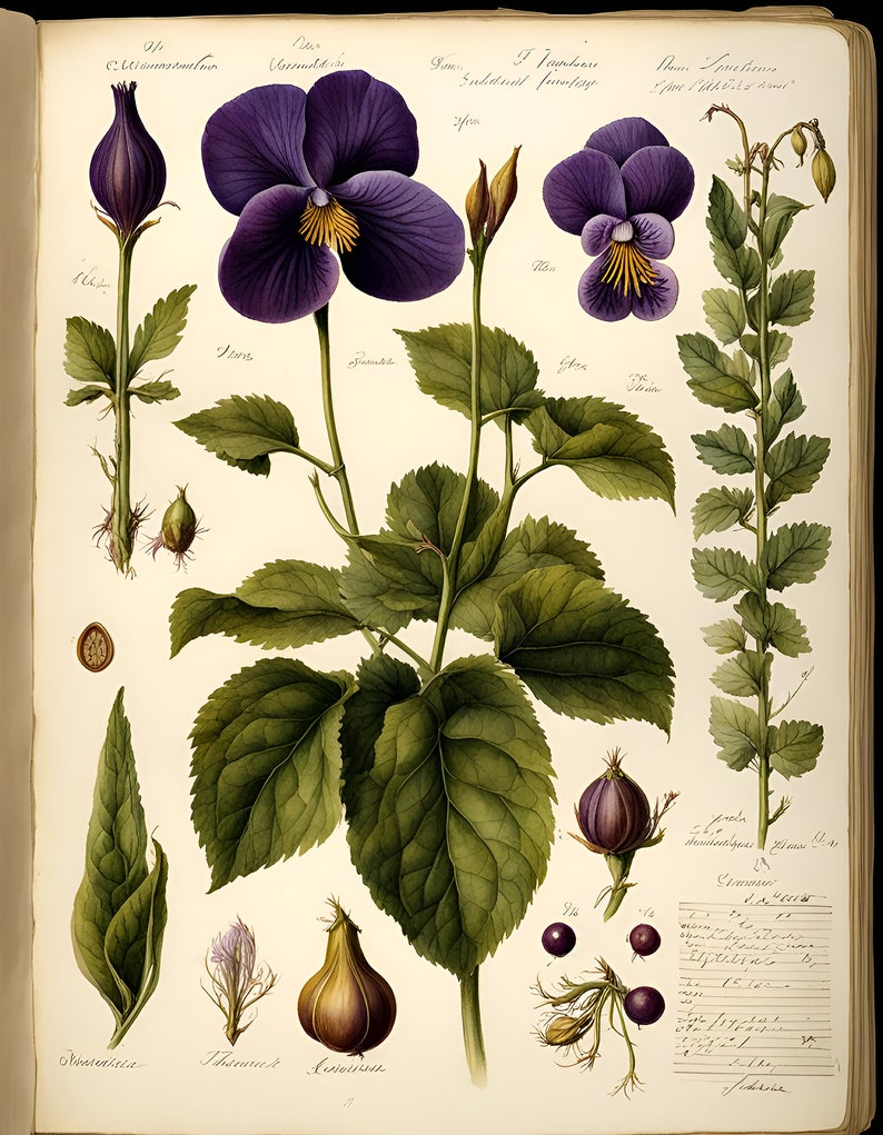 Botanicals: Violet. Digital Downloads for Cards, Puzzles, Wrapping ...