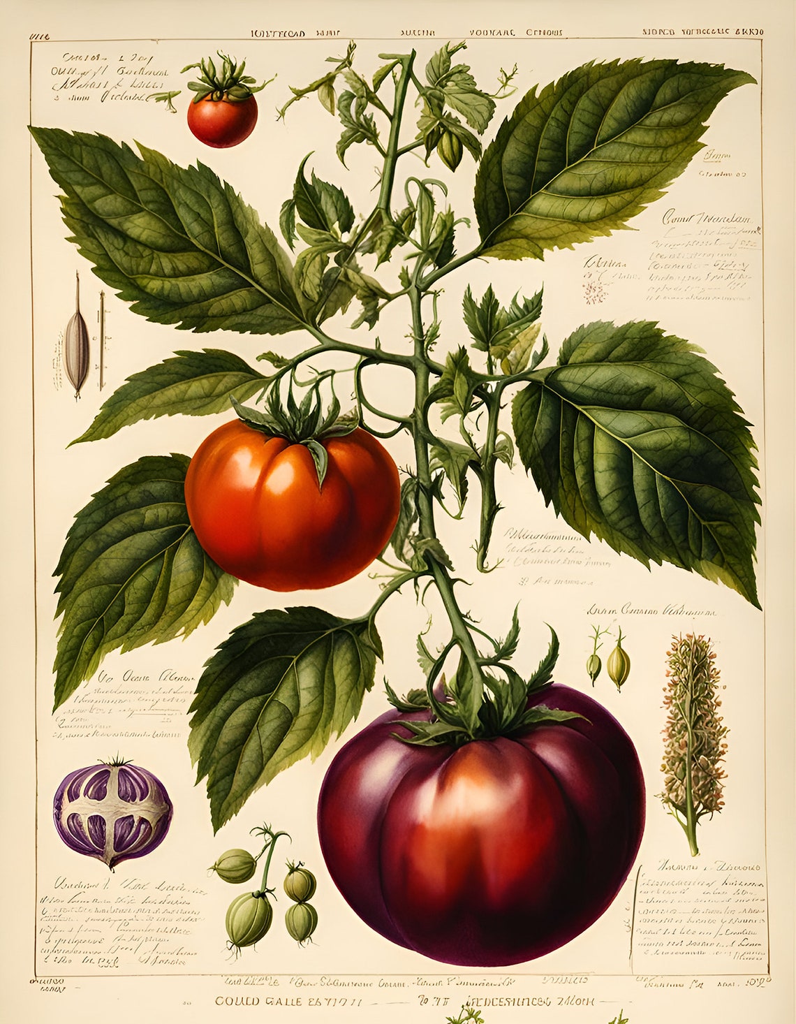 Botanicals: Cherokee Purple Tomato. Digital Downloads for Cards ...