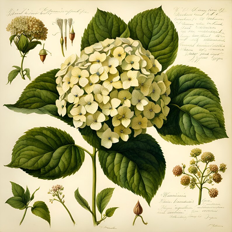 Botanicals: Hydrangea. Digital Downloads for Cards, Puzzles, Wrapping ...