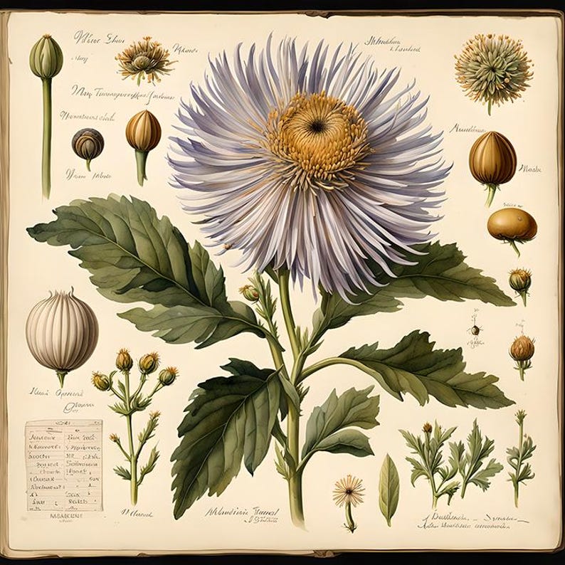 Botanicals: Aster. 10 Digital Downloads for Cards, Puzzles, Wrapping ...