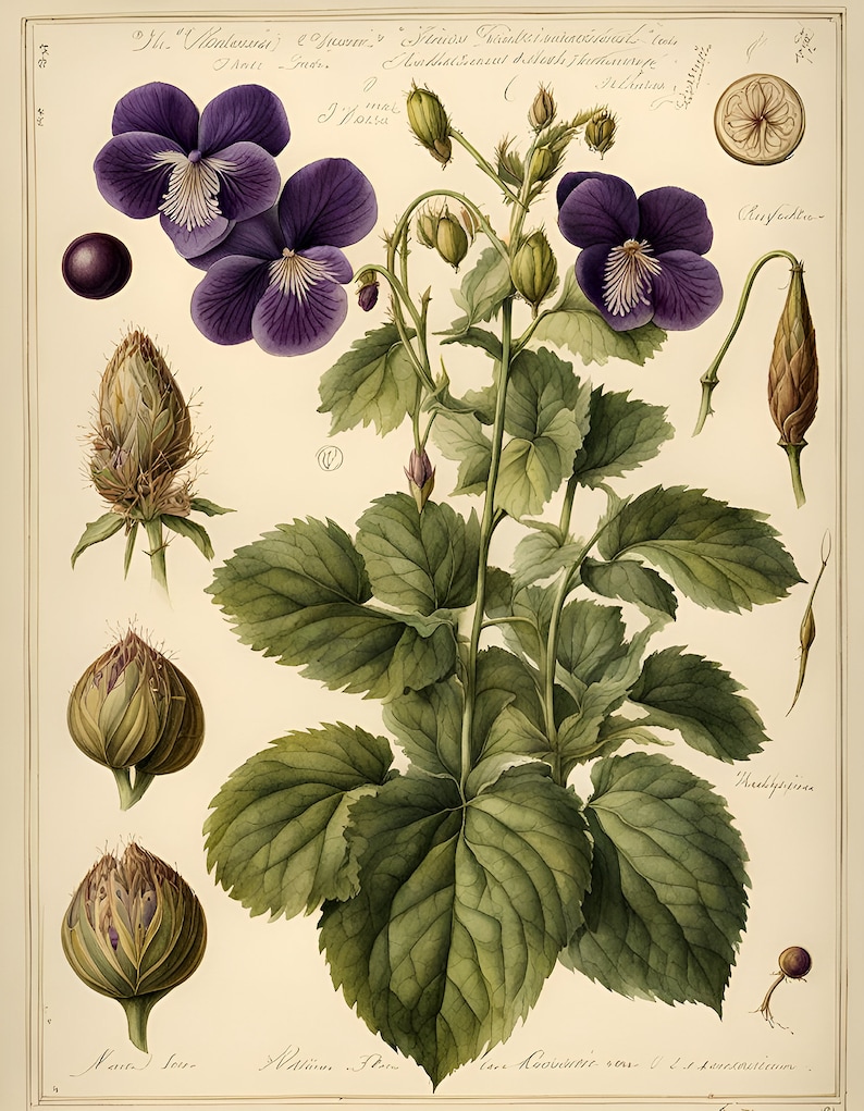 Botanicals: Violet. Digital Downloads for Cards, Puzzles, Wrapping ...