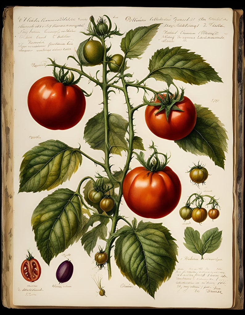 Botanicals: Cherokee Purple Tomato. Digital Downloads for Cards ...